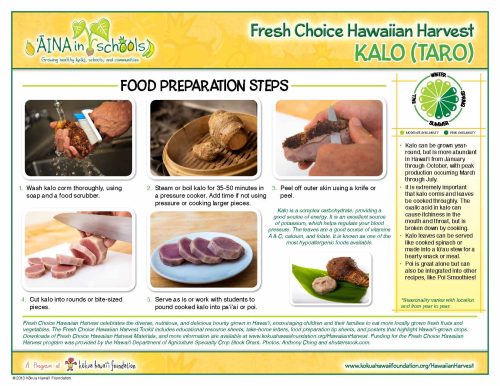 Kalo Preparation Tip Sheet - Kokua Hawaii Foundation