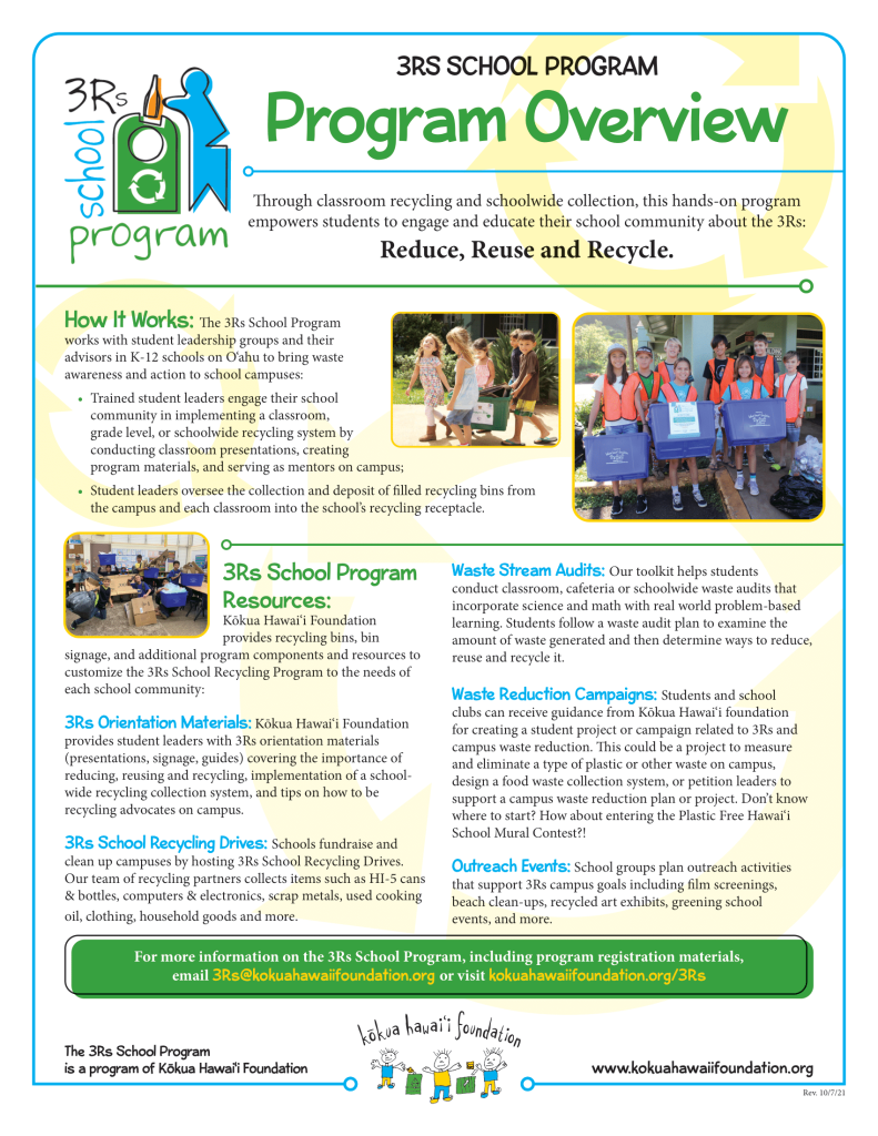 3Rs School Program - Kokua Hawaii Foundation