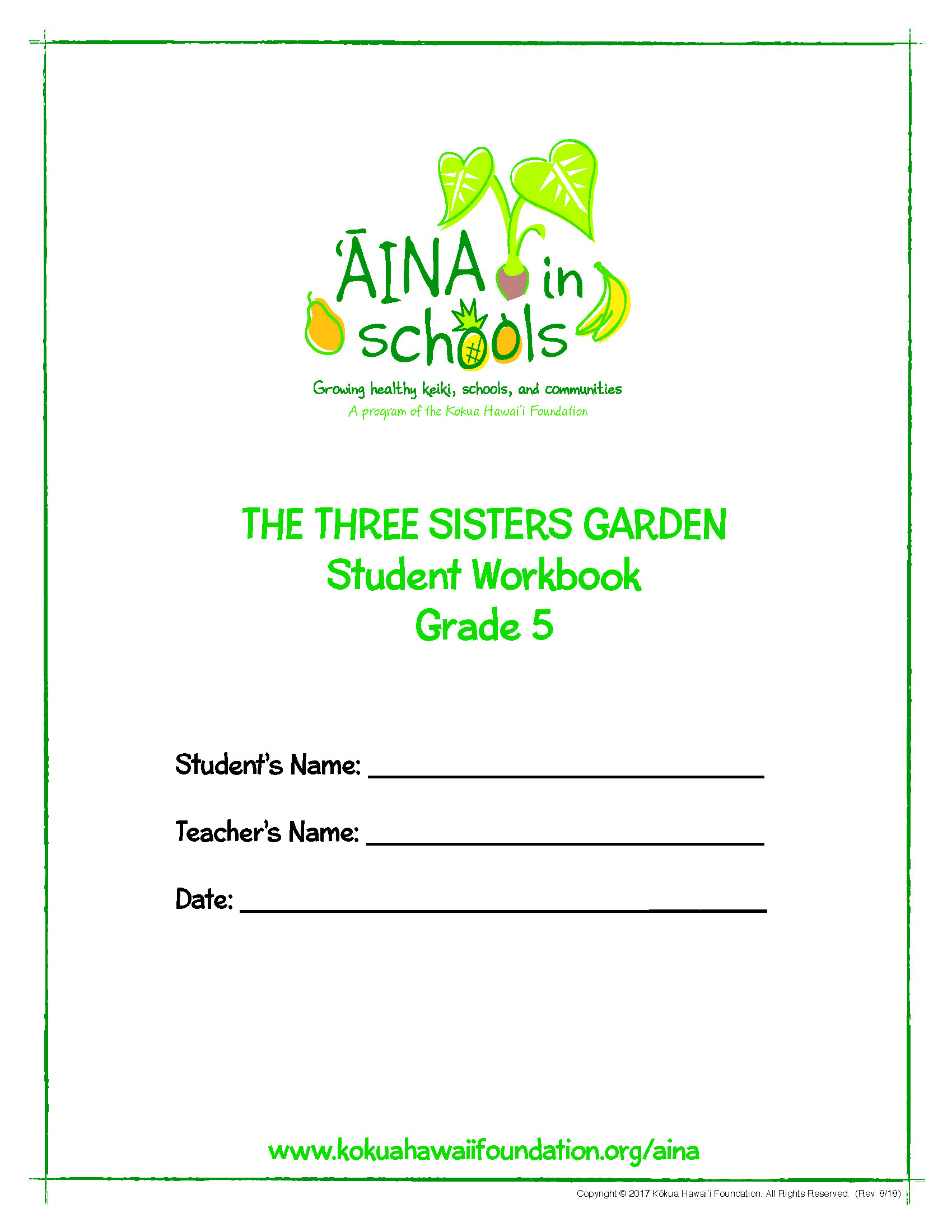 Grade 5: Three Sisters Garden Workbook - Kokua Hawaii Foundation