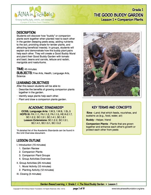 Grade 1: The Good Buddy Garden - Kokua Hawaii Foundation