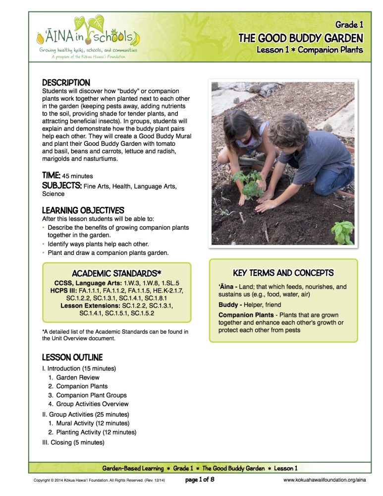 Grade 1: The Good Buddy Garden - Kokua Hawaii Foundation