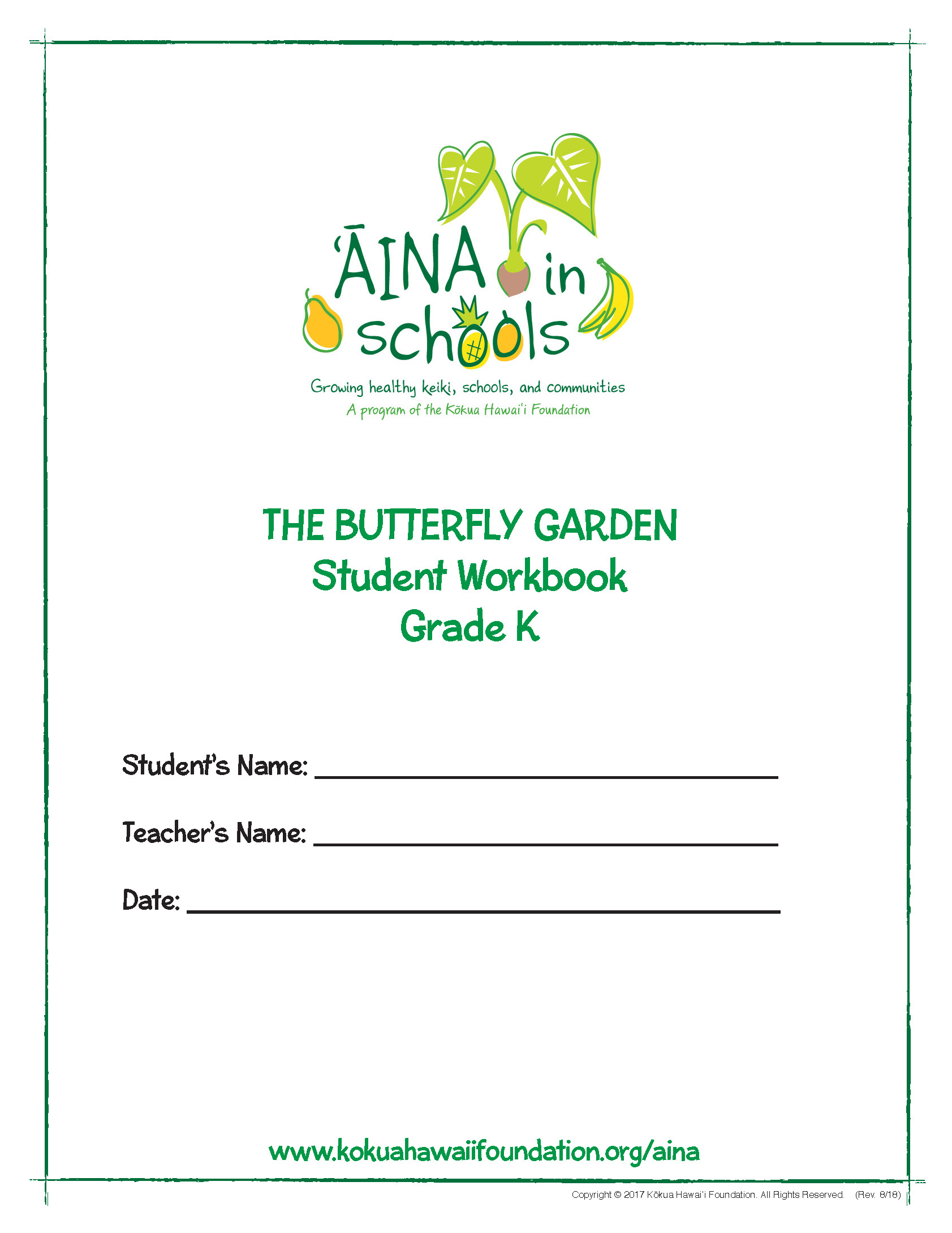Grade K: Butterfly Garden Workbook - Kokua Hawaii Foundation