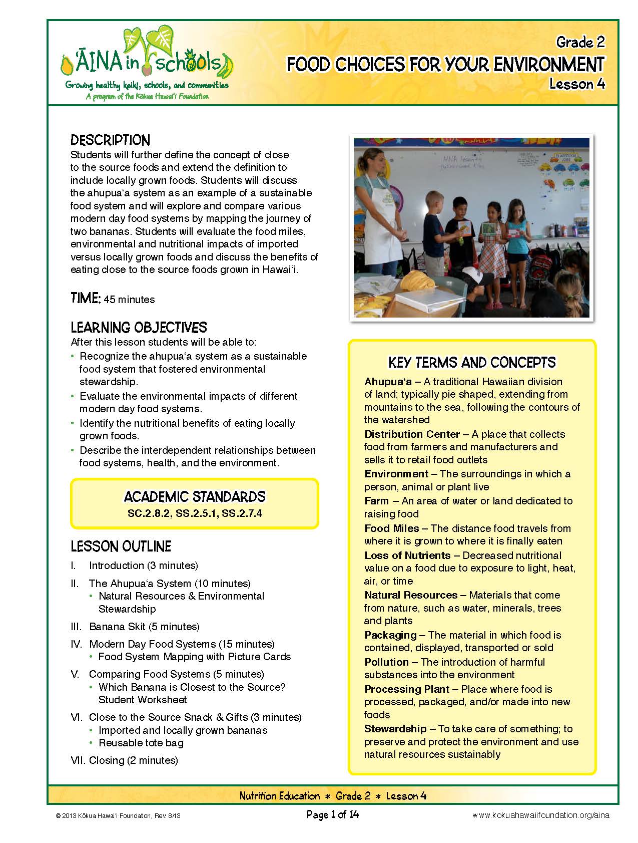 ʻĀINA Nutrition Education Grade 2 Lesson 4: Food Choices for Your ...