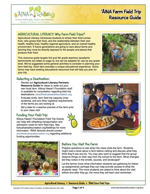 ʻĀINA Farm Field Trip Resource Guide - Kokua Hawaii Foundation