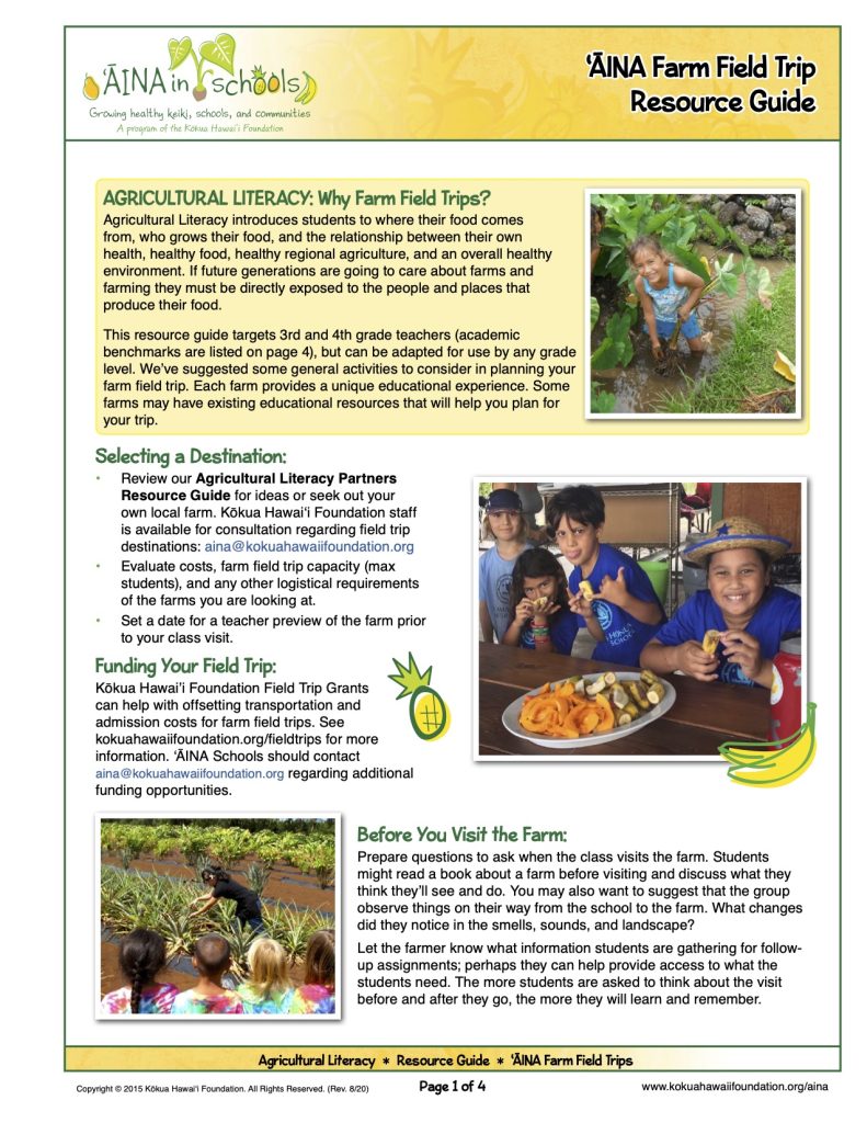ʻĀINA Farm Field Trip Resource Guide - Kokua Hawaii Foundation