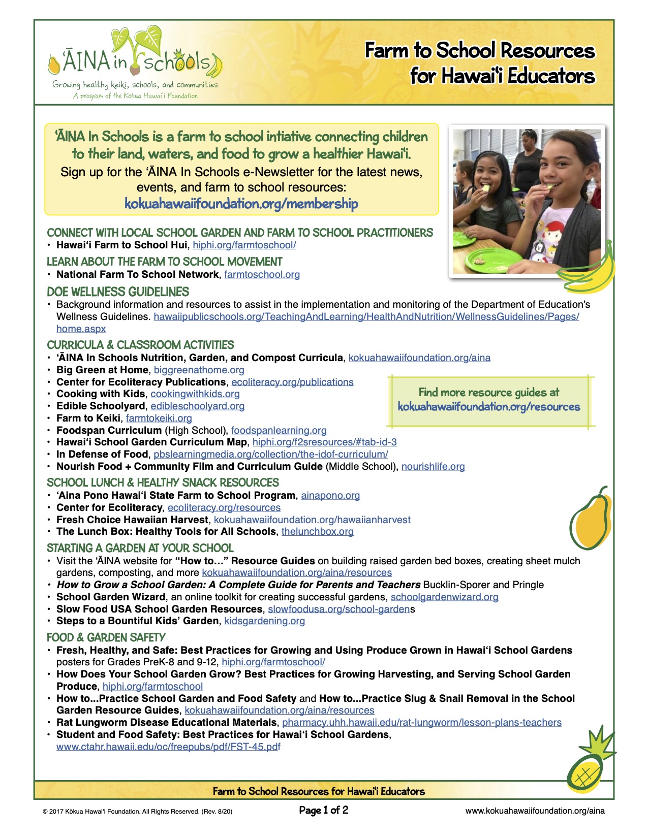 ʻĀINA Farm to School Resource Guide - Kokua Hawaii Foundation