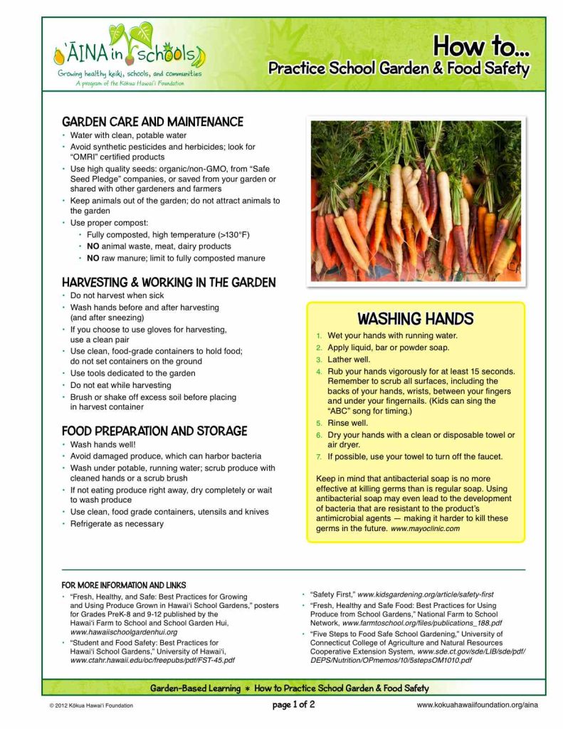 ʻĀINA How to Practice School Garden & Food Safety - Kokua Hawaii Foundation