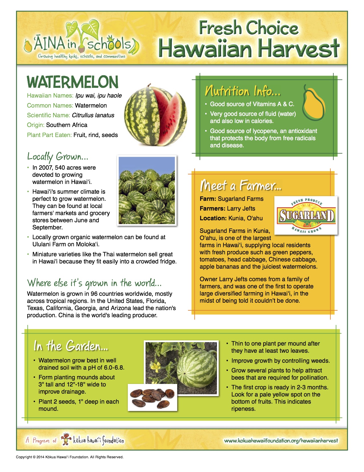Watermelon Educational Resource Sheet - Kokua Hawaii Foundation