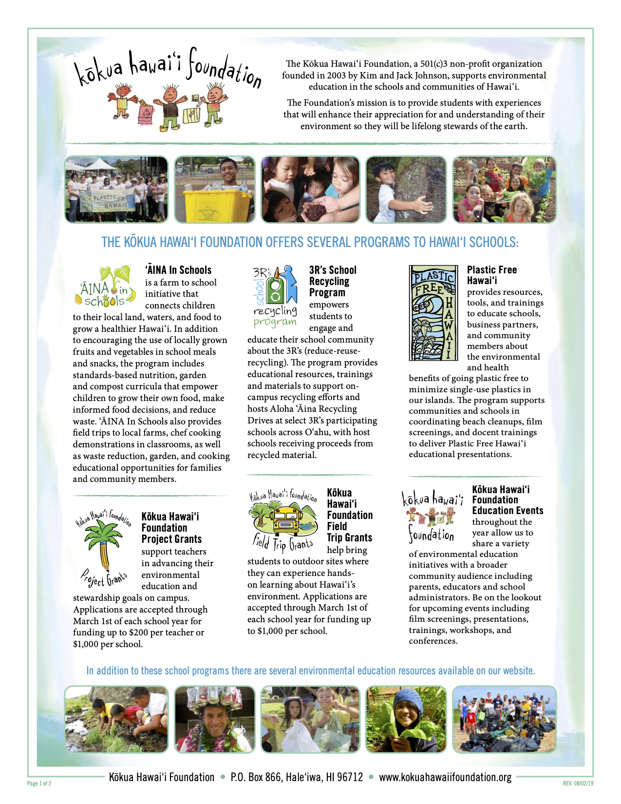 KHF Overview of Programs - Kokua Hawaii Foundation