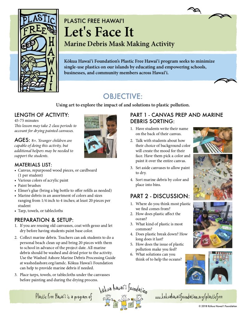 PFH Marine Debris Mask Making Lesson - Kokua Hawaii Foundation
