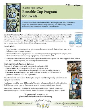 PFH Reusable Cup Program for Events - Kokua Hawaii Foundation