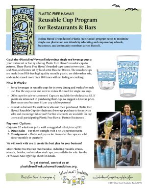 PFH Reusable Cup Program for Restaurants & Bars - Kokua Hawaii Foundation