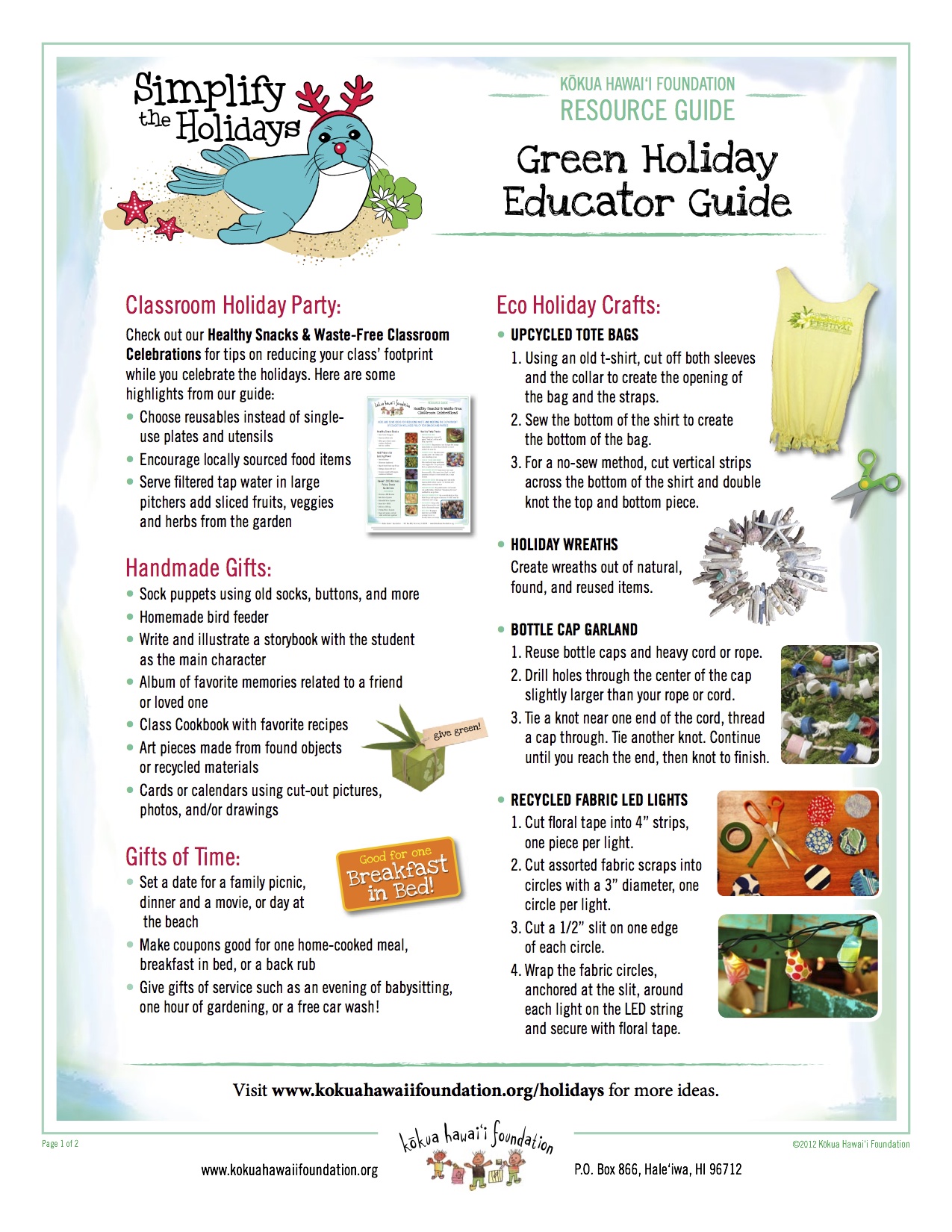 Simplify the Holidays Green Holiday Educator Guide - Kokua Hawaii ...