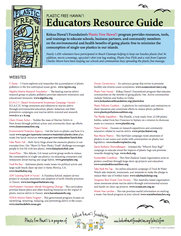 PFH Educators Resource Guide - Kokua Hawaii Foundation