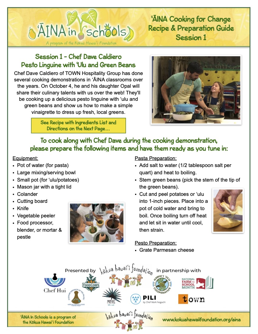 Cooking for Change Recipe Session 1 - Kokua Hawaii Foundation