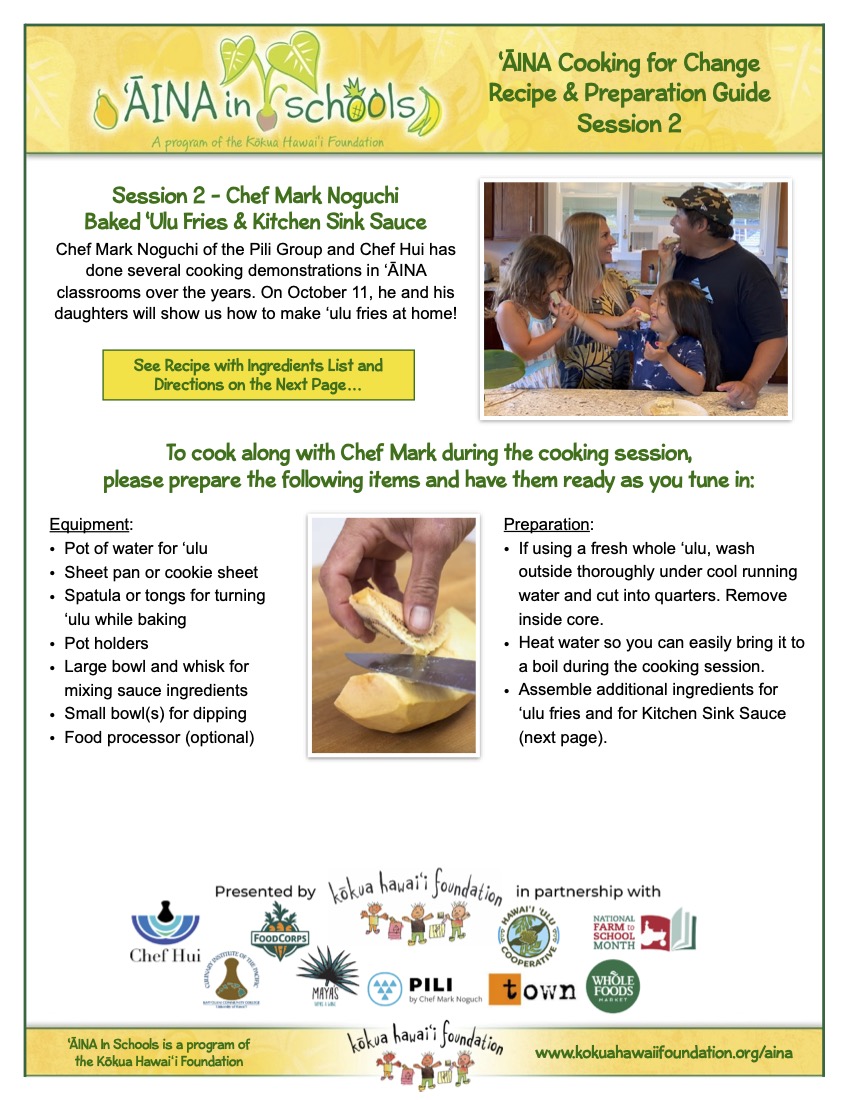 Cooking for Change Recipe Session 2 - Kokua Hawaii Foundation