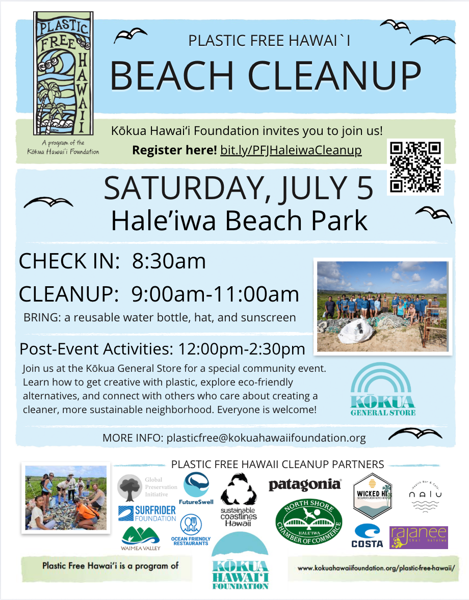 Plastic Free Hawaiʻi Beach Cleanup - Kokua Hawaii Foundation